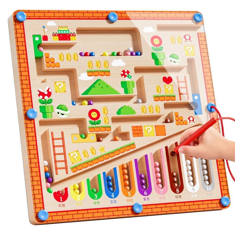 Развивающая игра Магнитный лабиринт с бусинами / Логическая игрушка для подготовки детской руки