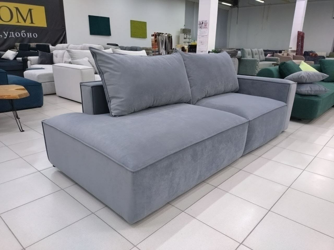 Диван "Облако", модульный, антивандальный, дизайнерский, цвет темно серый, правый угол, ручная работа