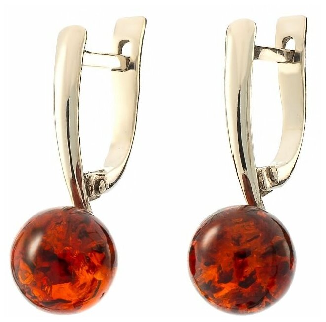 Серьги, серебро, 925 проба, янтарь