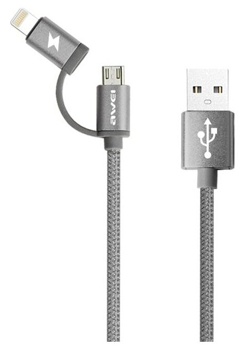 Кабель адаптер для зарядки и передачи данных AWEI CL-930C, USB to micro USB/Lightning
