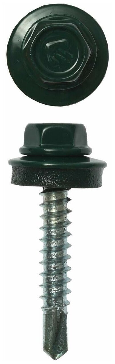 Саморезы цвет зеленый насыщенный для крепления кровельного материала 4.8x38 мм 1600 шт Зубр 4-300310-48-038-6005