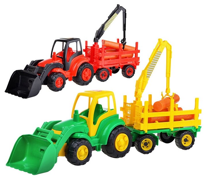 Чемпион трактор с ковшом + прицеп-лесовоз