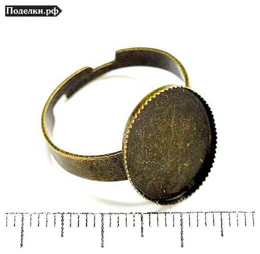 Фурнитура для бижутерии Основа для кольца с площадкой Овал 18x14 мм 0002527 бронзовый цвет, цена за 1 шт.