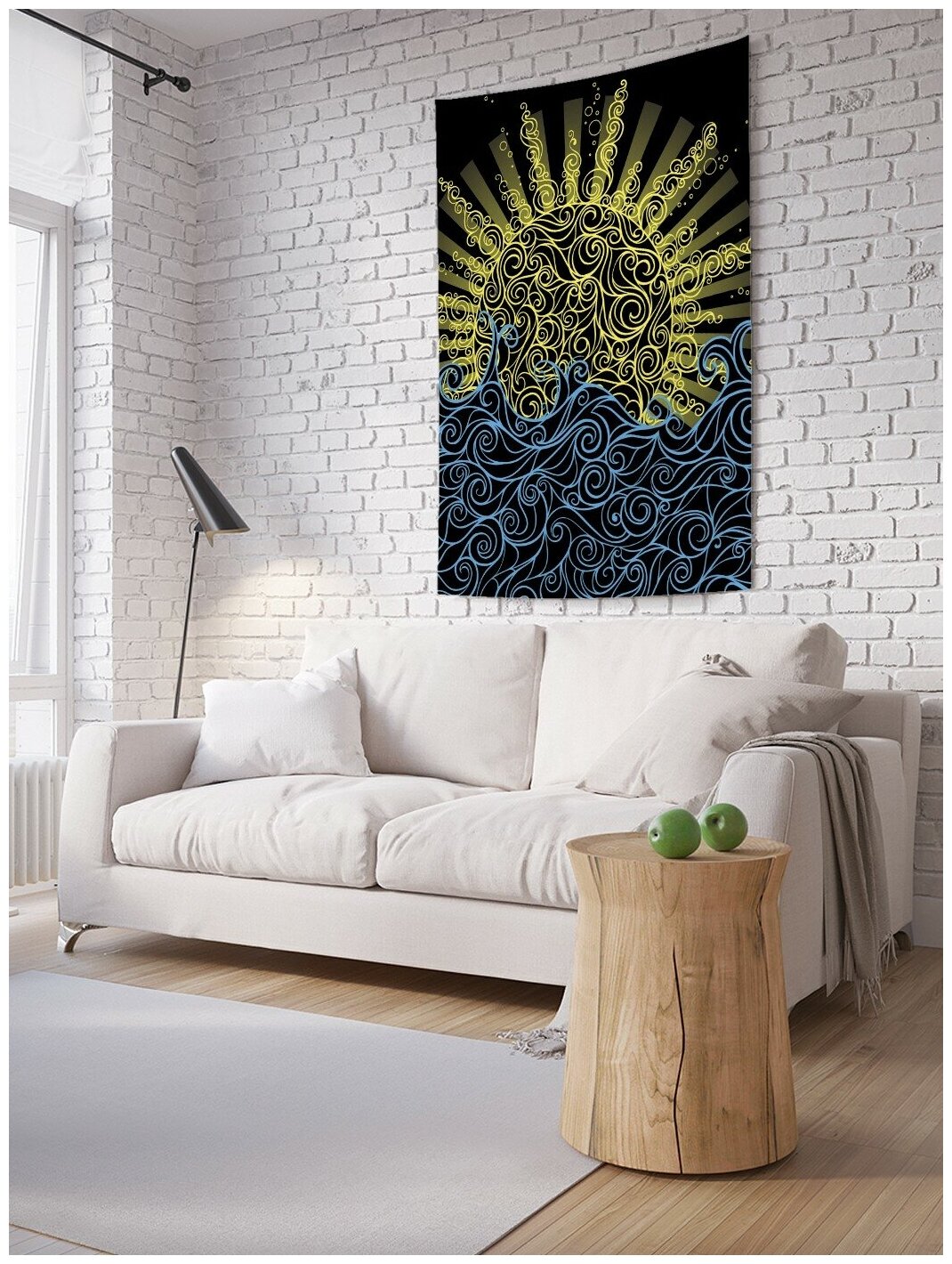 Фотопанно на стену вертикальный из ткани постер 100х150 "Солнце и морские волны", JoyArty