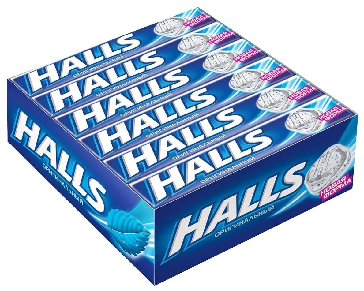 Леденцы Halls Холс Оригинальный синий, 1 упаковка по 12 шт