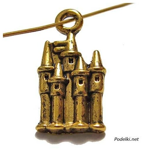 Фурнитура для бижутерии Подвеска Замок 0006213 золотой цвет 19х10 мм, цена за 10 шт.