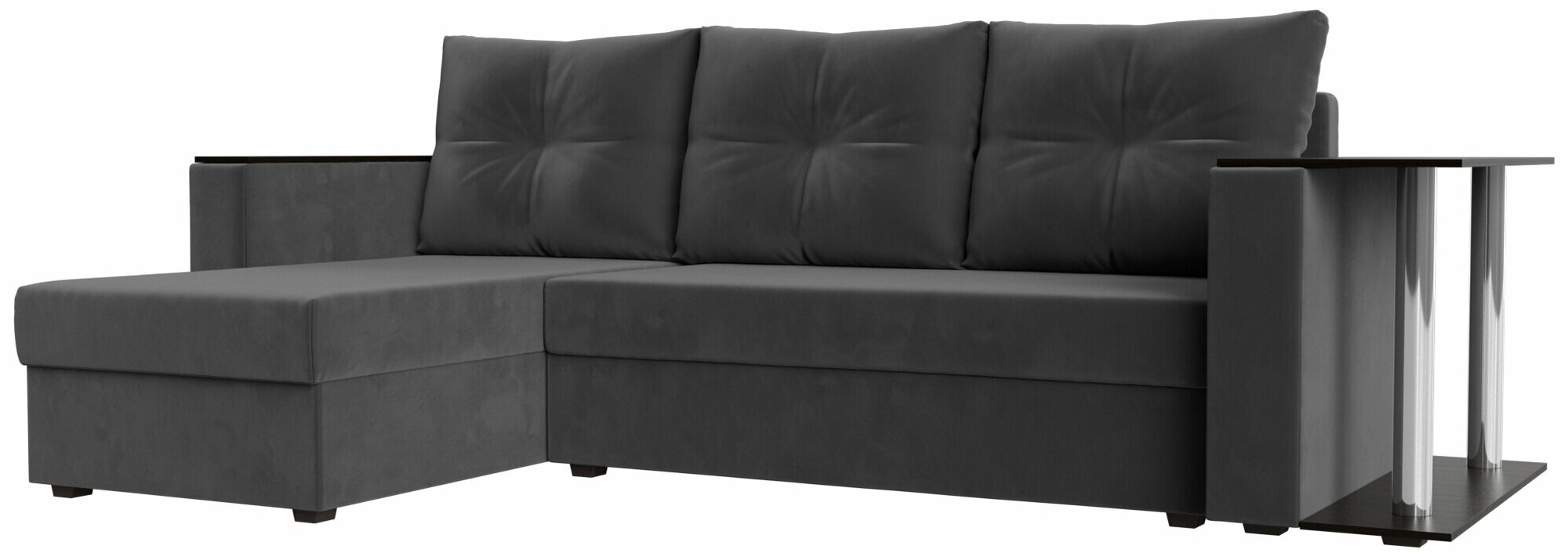 Диван угловой Атланта Лайт левый угол, велюр серый