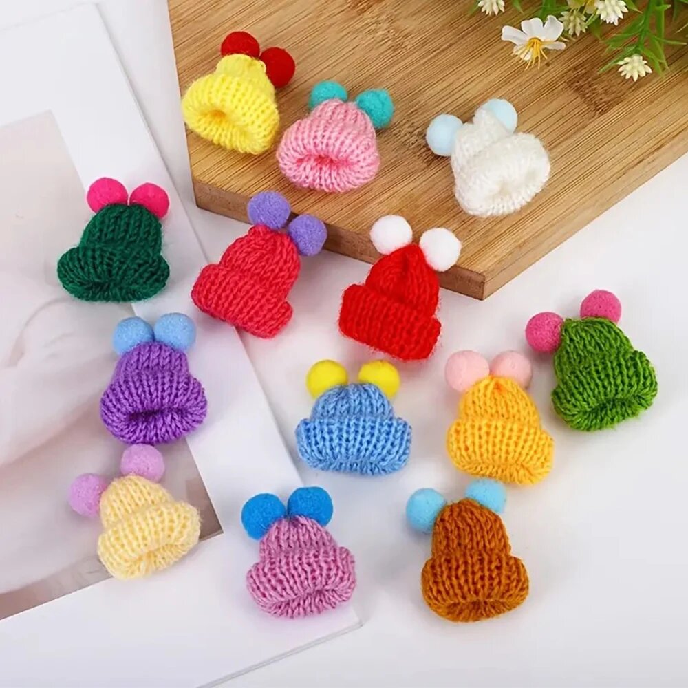 Мини шапки вязаные с помпоном, 5 шт, Цвет: 5Pcs