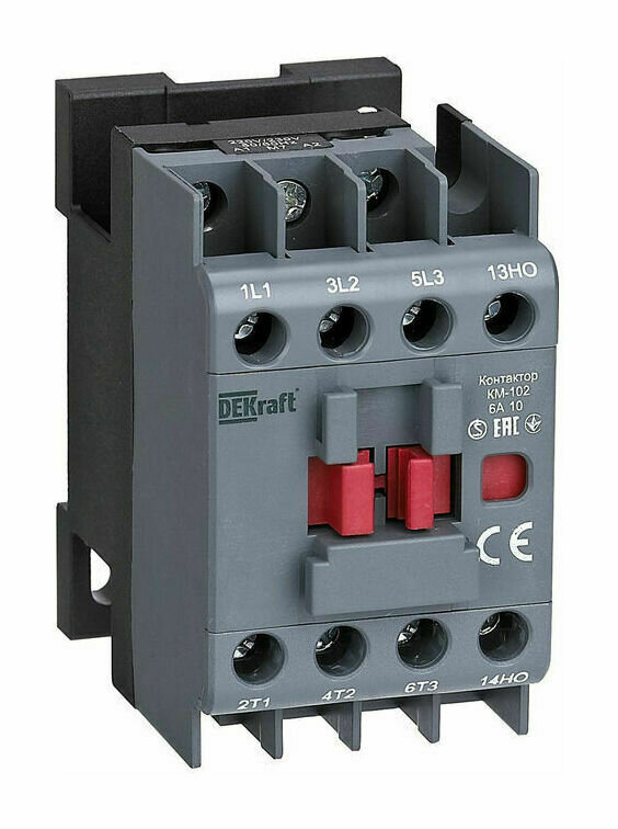 Контактор 6А 220В/230В АС3 АС4 1НО КМ-102 | код.22061DEK | DEKraft (2шт. в упак.)