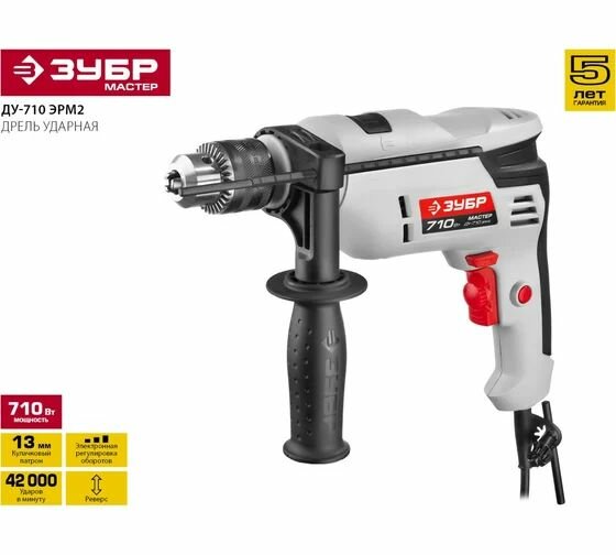 ЗУБР 710 Вт, дрель ударная ДУ-710 ЭРМ2 Мастер