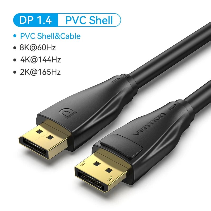 Кабель DisplayPort 1.4 Vention, 1m, 8K, черный