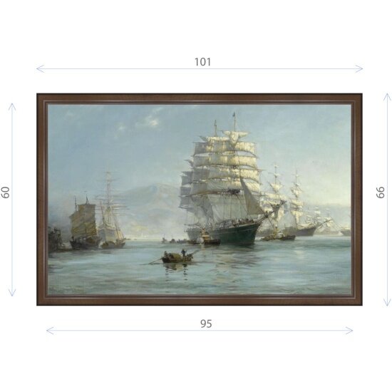 Картина Декор Депо Монтегю Доусона Сказочные корабли. Матовая бумага в раме без стекла 66х101 см, DDK53049E21W95H60P24