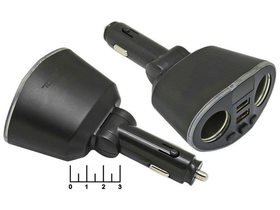 Модулятор MP3/FM/2USB + bluetooth 5V 2.4A + прикуриватель-2 + вольтметр (TS-CAF25)