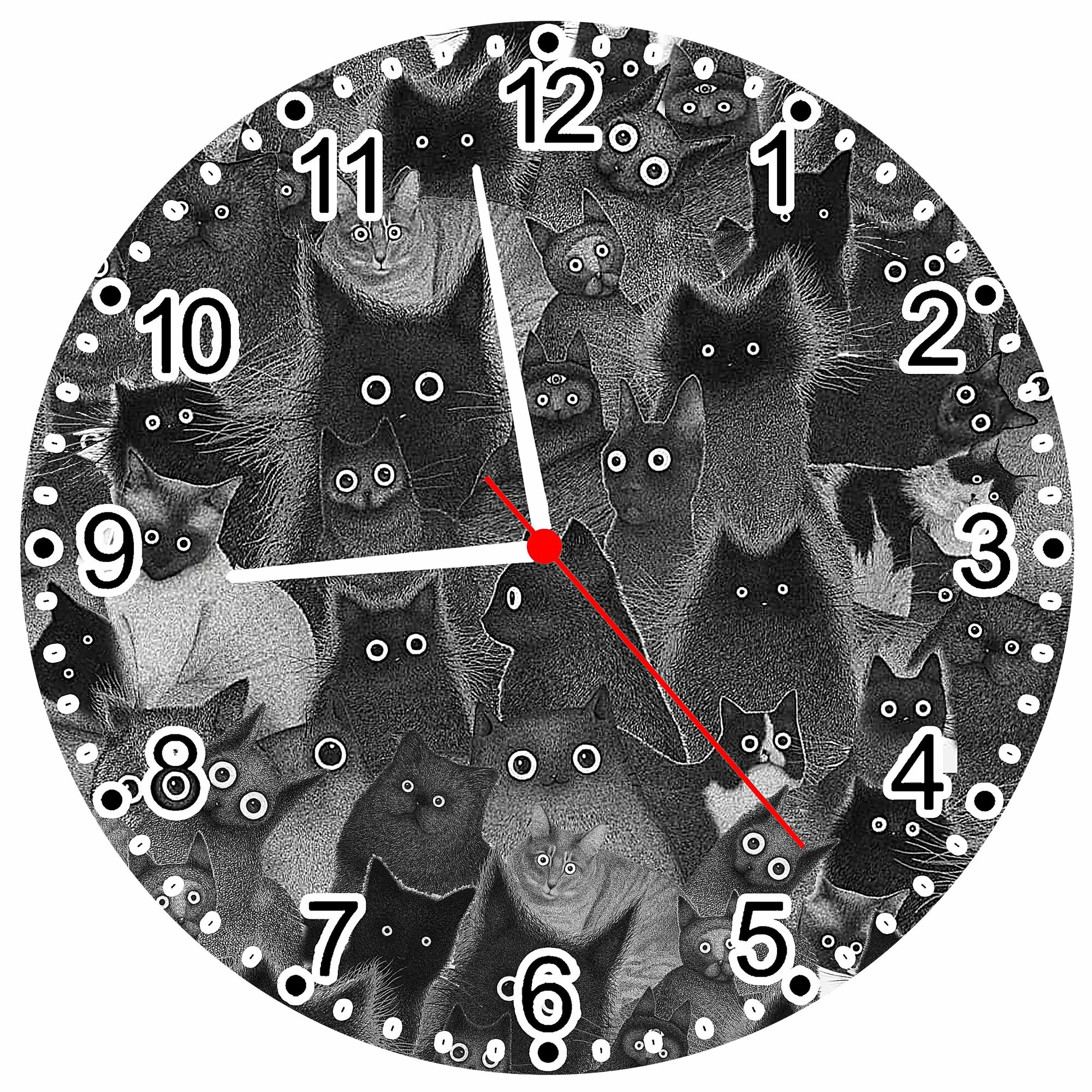 Часы Коты Кошки, из древесины прессованной МДФ D 27 см толщина 5 мм, Настенные и Настольные с подставкой, бесшумные, Уникальные, Авторские, Эксклюзивные, Хит продаж в Европе