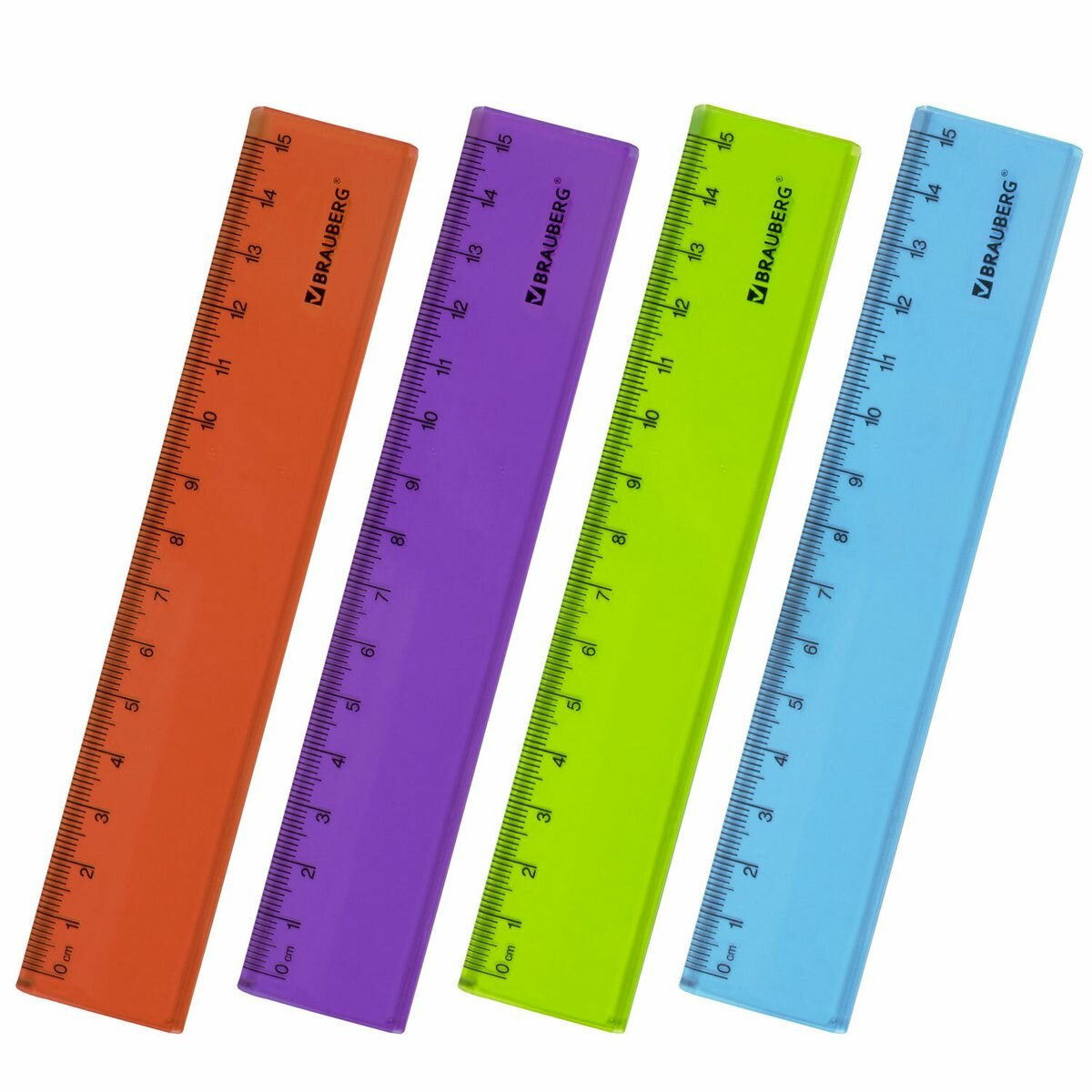 Линейка 15см Brauberg Fruity, пластиковая, тонированная цветная (210765), 1шт.