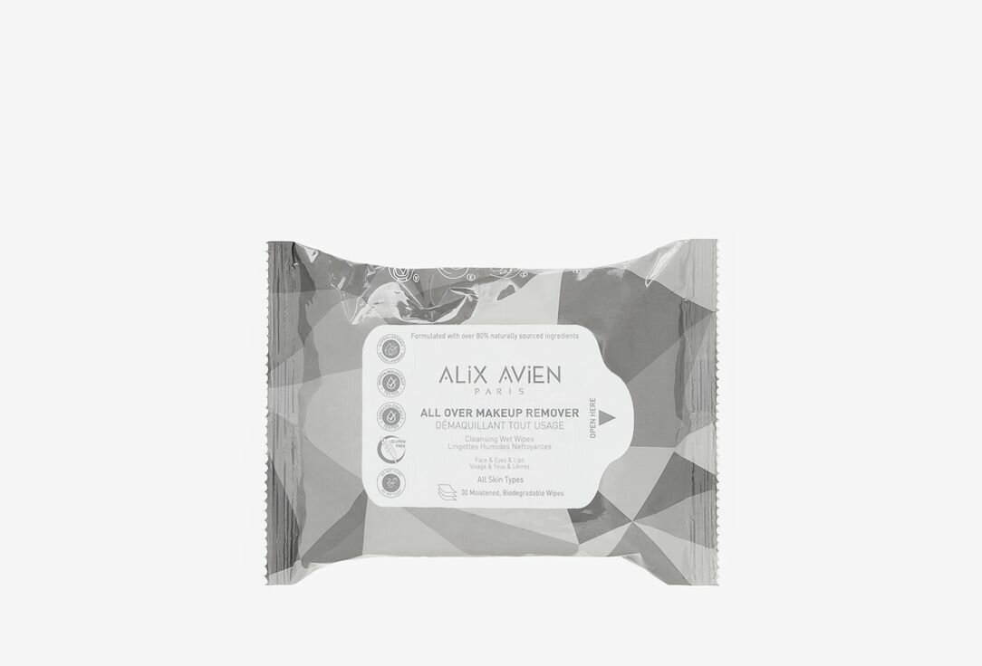 Салфетки для снятия макияжа ALIX AVIEN Makeup remover wet all over