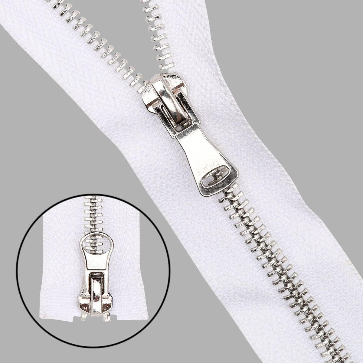 Молнии айрис металлические, тип Т5, 2 замка, 80 см, никель, цвет 501 белый, 5 шт (6535-0313)