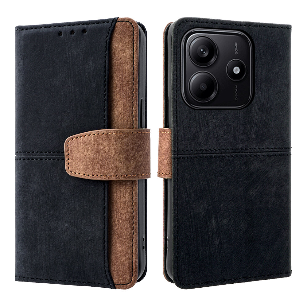 Чехол книжка для Xiaomi Redmi Note 14 4G защитный, противоударный, с магнитом/ Чехол на Ксяоми Редми Note 14 , черный