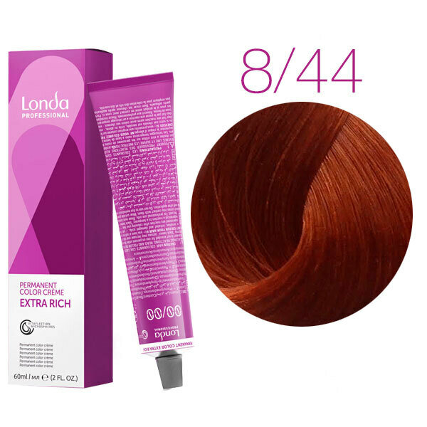 Londa Permanent Color Creme Стойкая крем-краска для волос 8/44 Светлый блонд интенсивно-медный, 60 мл