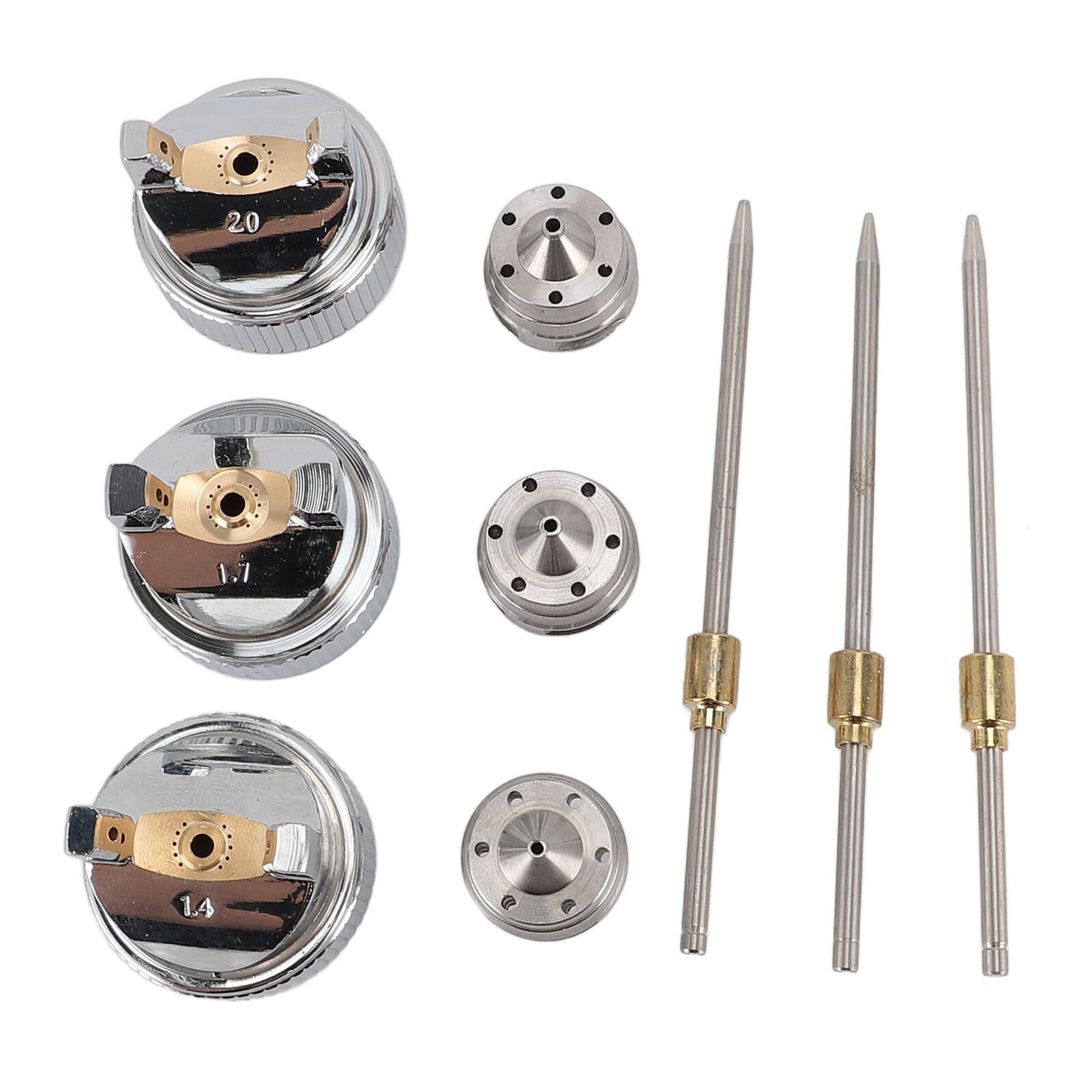 Комплект из 3 игольчатых сопел для распыления жидкости H 827 с наконечниками 1,4, 1,7 и 2,0 мм, стабильные рабочие характеристики, латунные и пластиковые наконечники для распыления жидкости