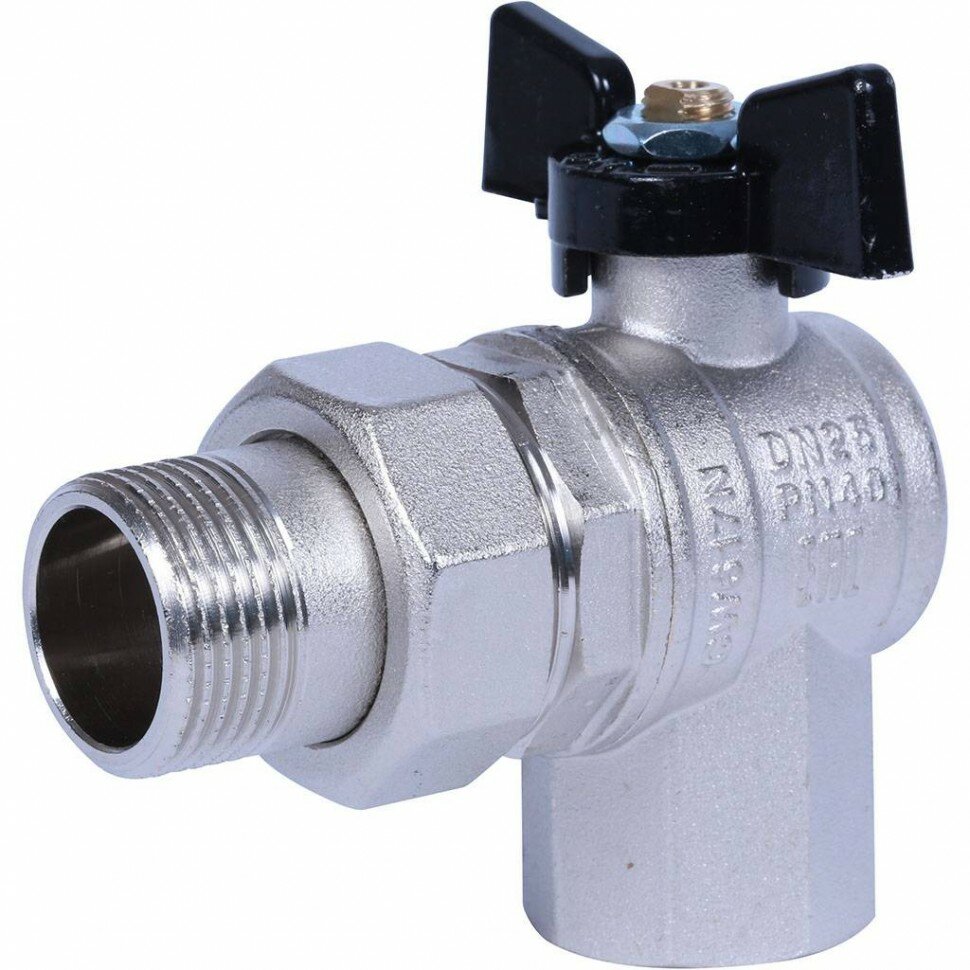 Кран шаровый угловой НГ 1' BUGATTI бабочка (5940009)