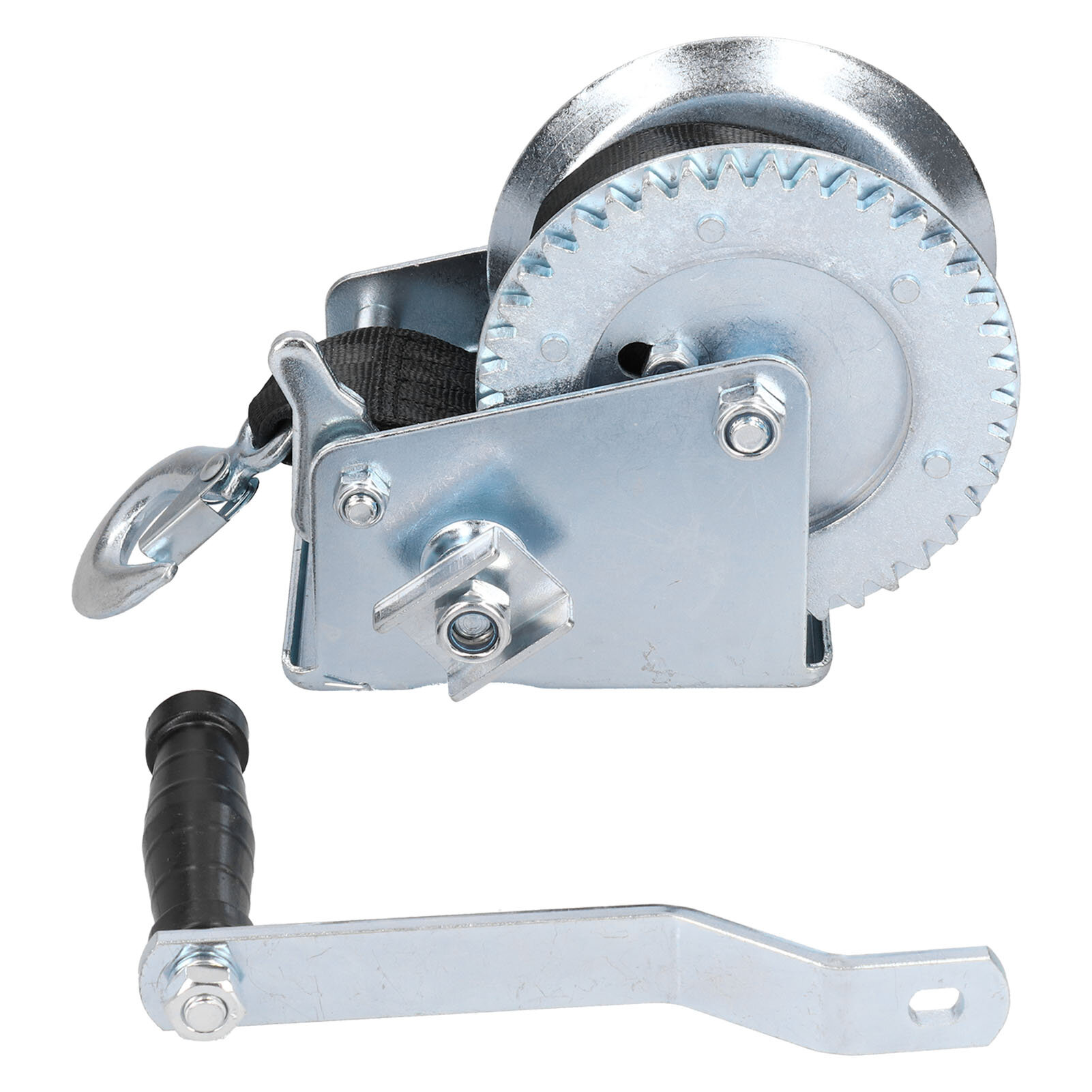 Мощная лебедка 1200 фунтов с 8-метровым ремнем, ручным приводом и тросом, для лодочного прицепа.