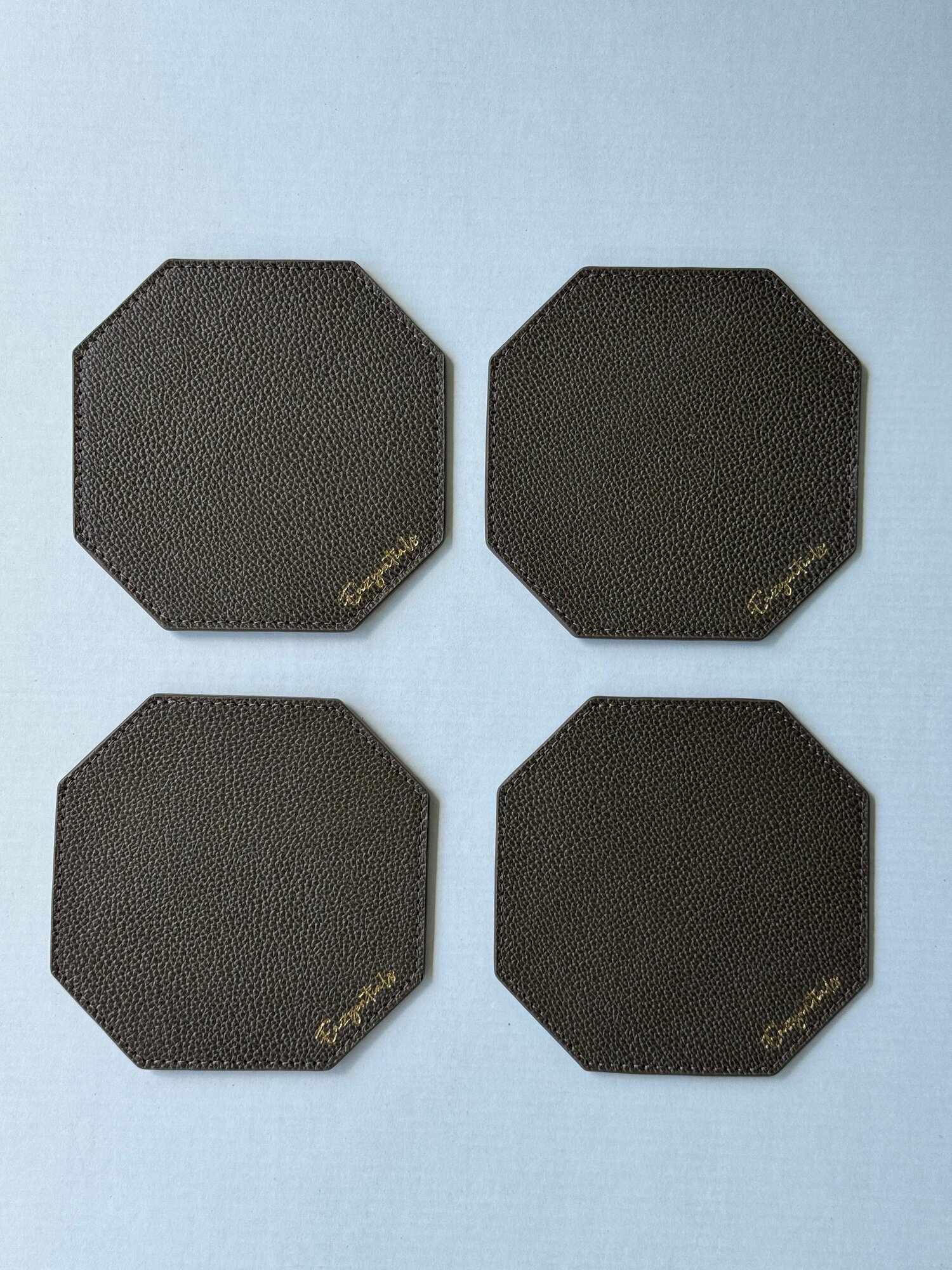 Подставка под стаканы из натуральной кожи "Костер", набор 4 шт. Eazyentials "Шоколад"/подарок на 8 марта