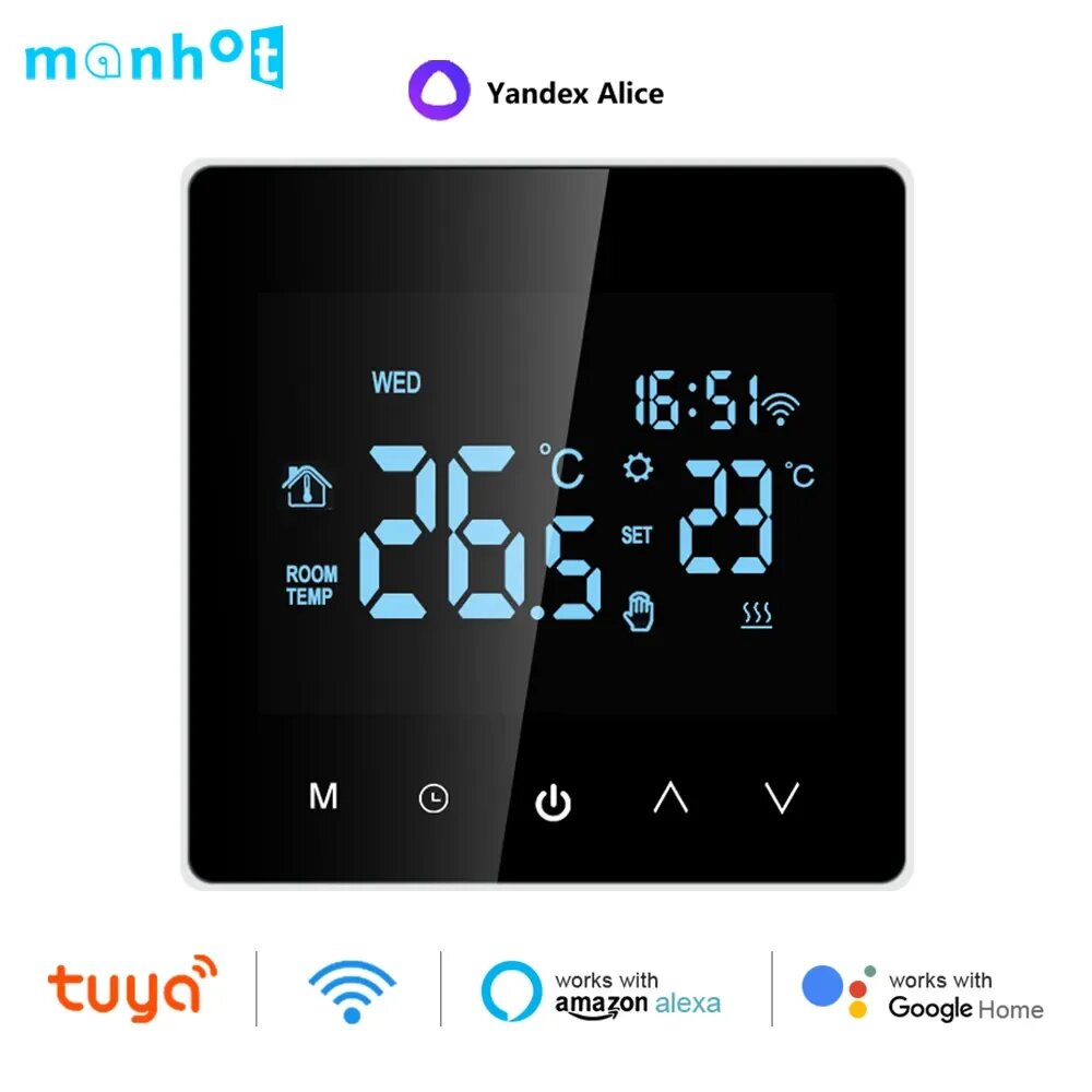 Умный термостат Tuya Smart Life для теплого пола WiFi WaterGas Boiler