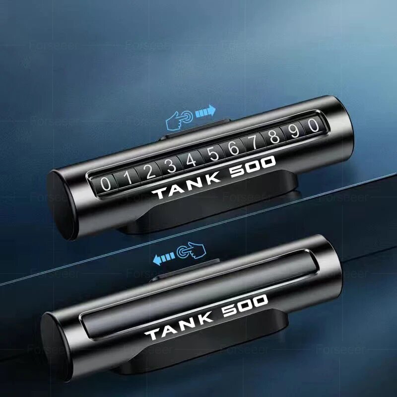 Металлическая Автомобильная карточка для временной парковки, поворотная табличка с номером телефона для GWM Tank 500 Tank500 2023 2024 3,0 T V6, аксессуар для стайлинга автомобиля, Black 1pcs