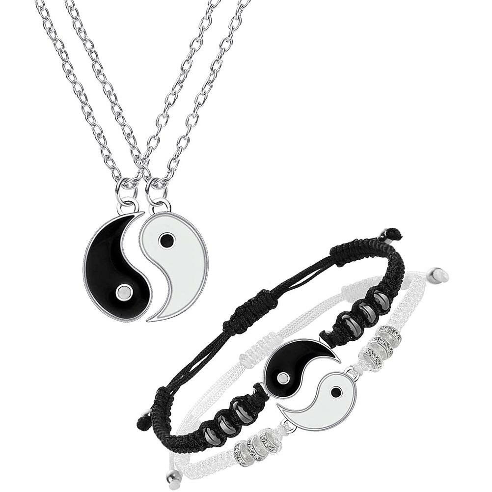 Унисекс Браслет с Вышивкой Инь Ян, Регулируемый Комплект для Пар, Подарок на День Рождения