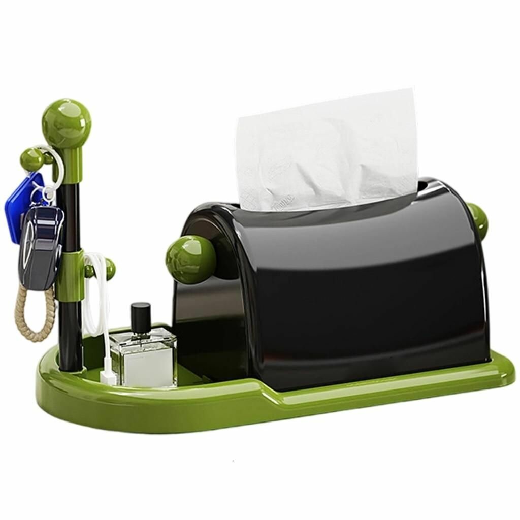 Съемный пластиковый ящик для хранения бумажных полотенец с небольшим лотком для хранения-черный