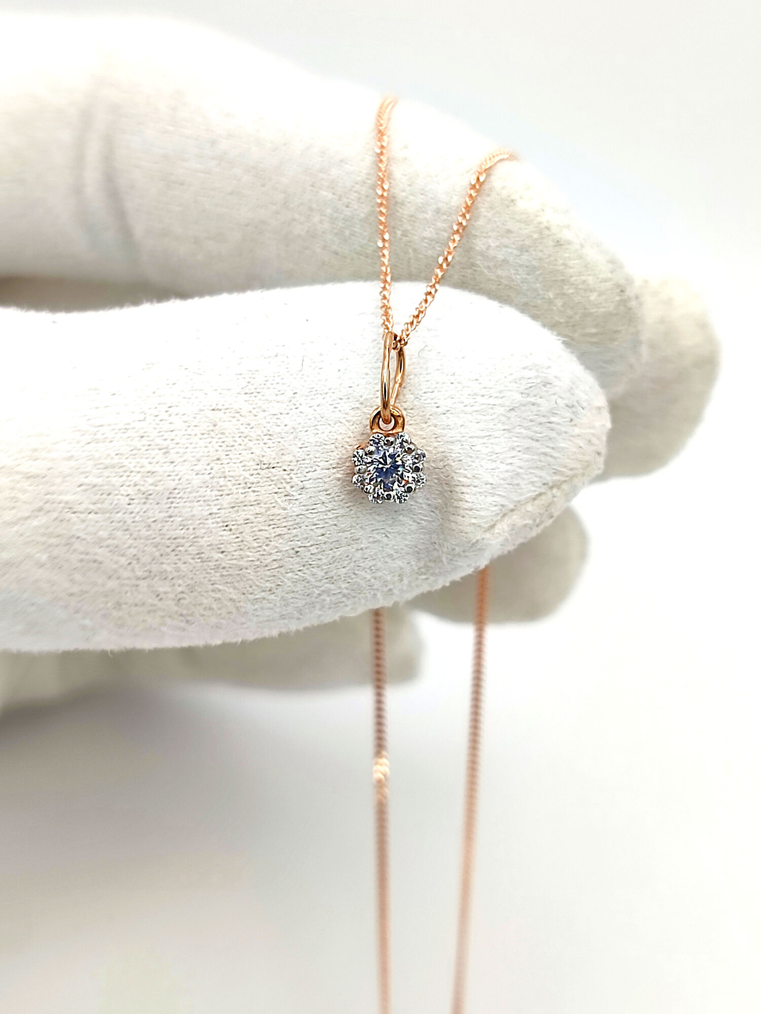 Подвеска, красное золото, 585 проба, родирование, фианит