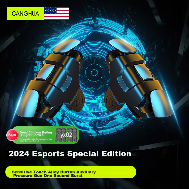 CangHua Mobile Gaming Controller, Automatic Four-Finger Shooting Assistant, Mechanical Buttons, Mouse-Like Feel, Gamepad for PUBG, Dark Zone Breakout, External Device for Android And iOS