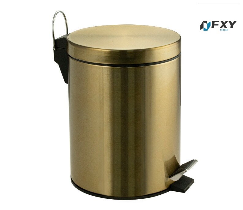 Ведро "HBB", с педалью, круглое, золотое, нержавеющая сталь, 5 л