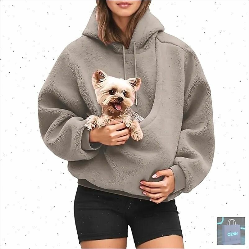 Женская худи с карманом для питомца, Цвет Хаки - XXL