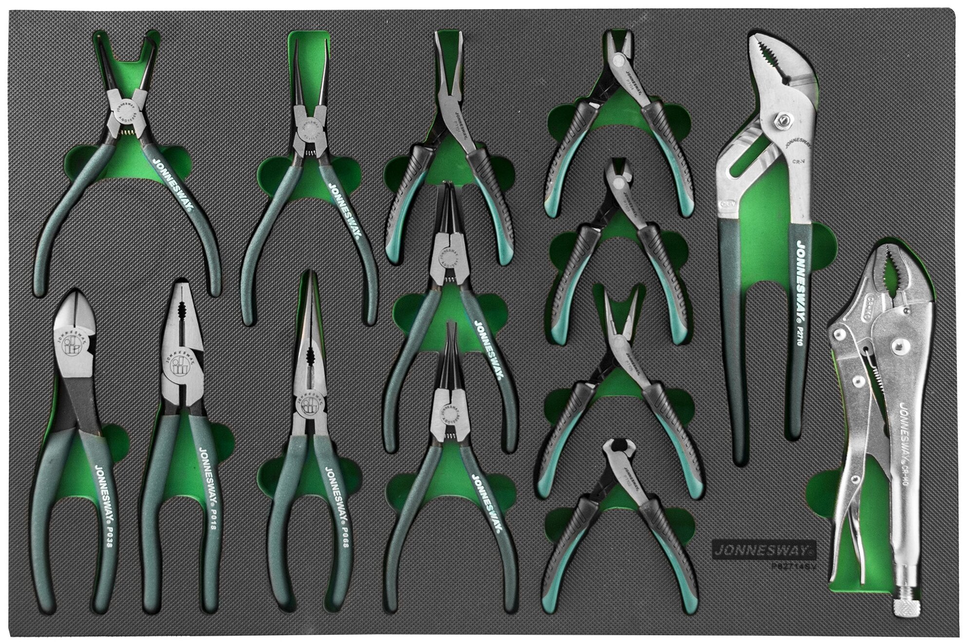 Набор шарнирно-губцевого инструмента 14 предметов в EVA ложементе Jonnesway P82714SV
