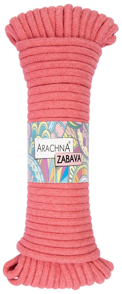 Пряжа (шнур) 3 шт. х 330 г ARACHNA "ZABAVA" 51% хлопок, 49% полиэстер 25 м №701 коралловый