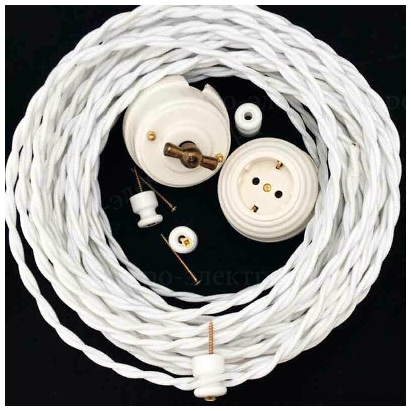 Электрический кабель Царский Стиль 2х0.75 мм2, 20 м, белый