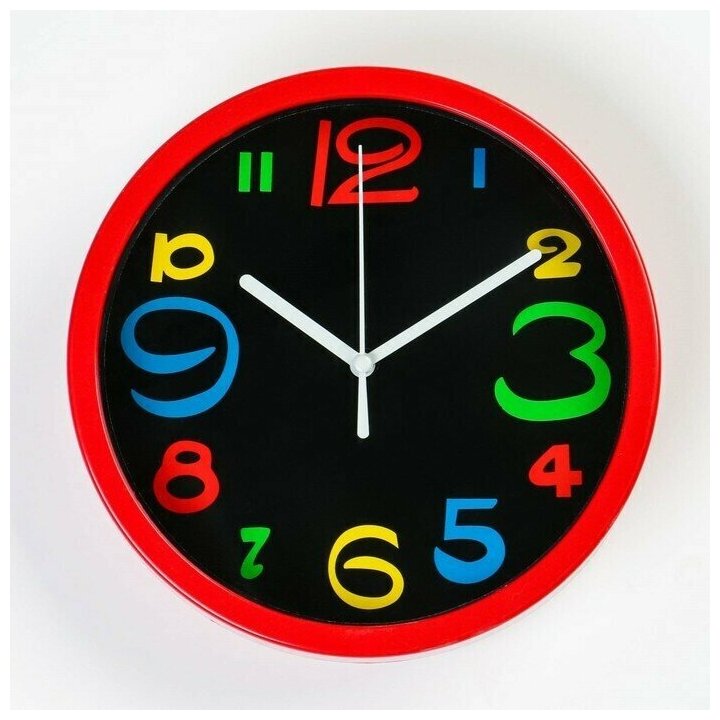 Часы настенные, серия: Детские "Цветные цифры", дискретный ход, 20 см, АА, часы интерьерные