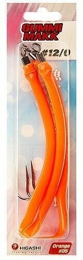 Крючок оснащенный кембриком Higashi Gummi Makk #12/0 (set-3pcs) #05 Orange