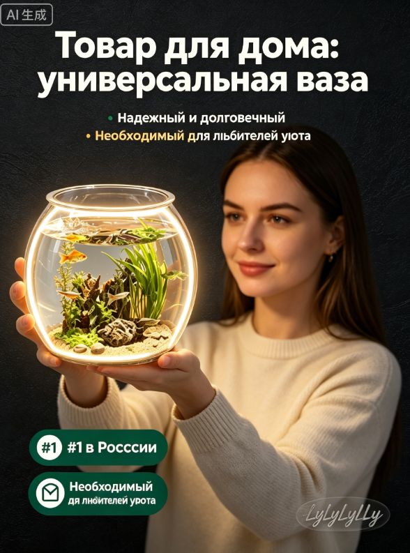 Многофункциональный круглый прозрачный декоративный аквариум объемом 3,6 литра, используемый для разведения рыб, выращивания цветов, размещения конфет и украшения помещений