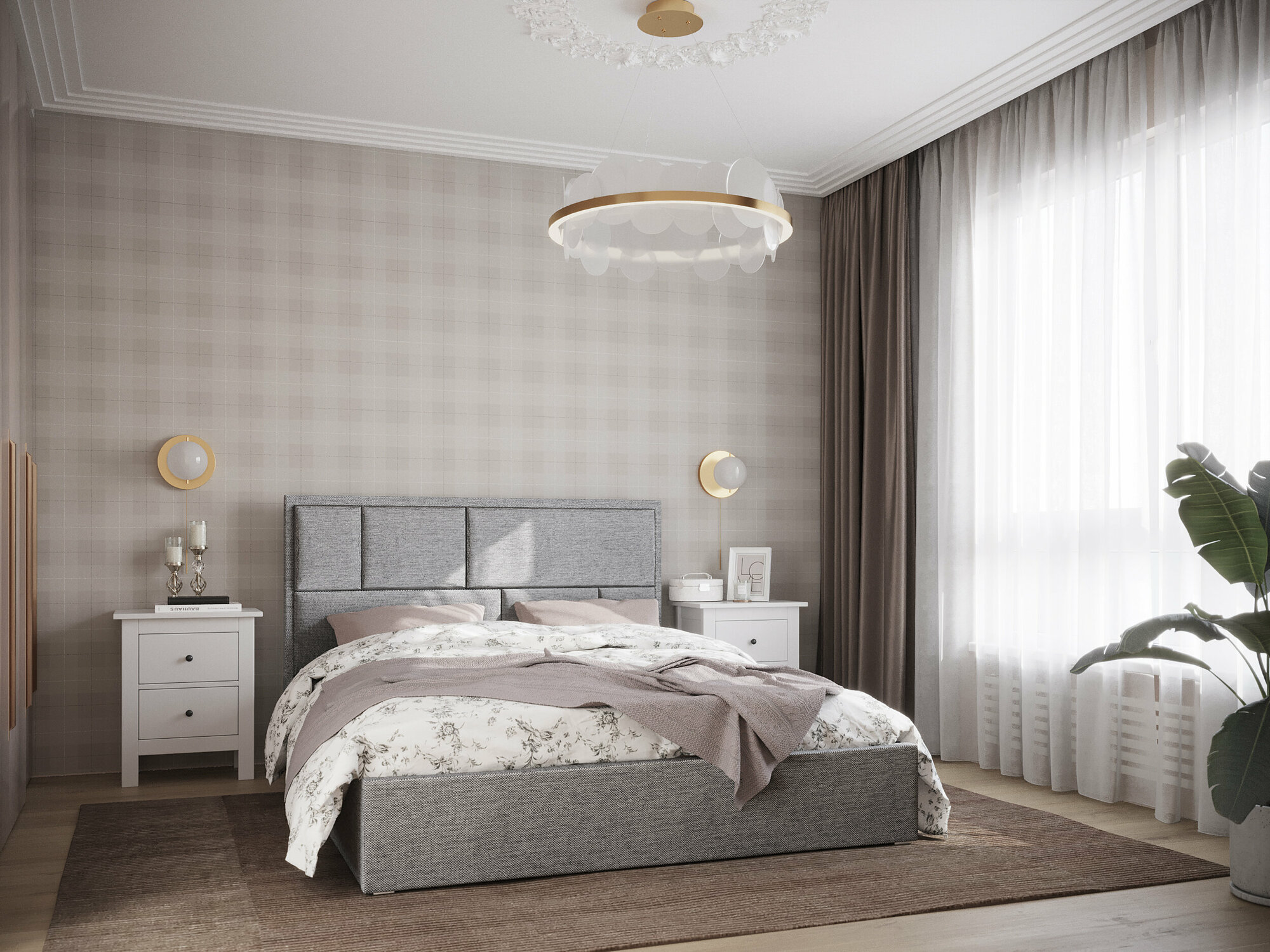 Кровать двуспальная с подъемным механизмом, ящиком для хранения, Madison new, Серый рогожка, (ШхД) 180х200