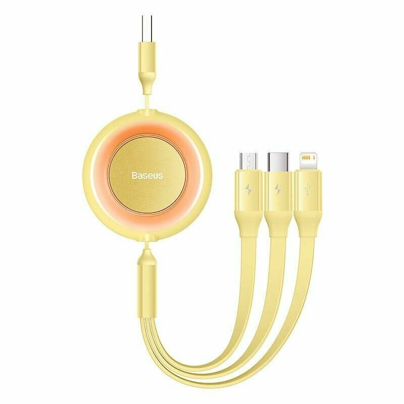 Кабель Baseus Bright Mirror 2 Series Retractable 3-in-1 Fast Charging Data Cable USB to M+L+C 3.5A 1.1m - Yellow