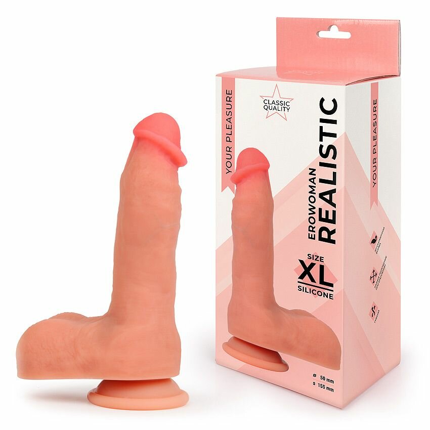 Телесный фаллоимитатор на присоске Erowoman Realistic, телесный