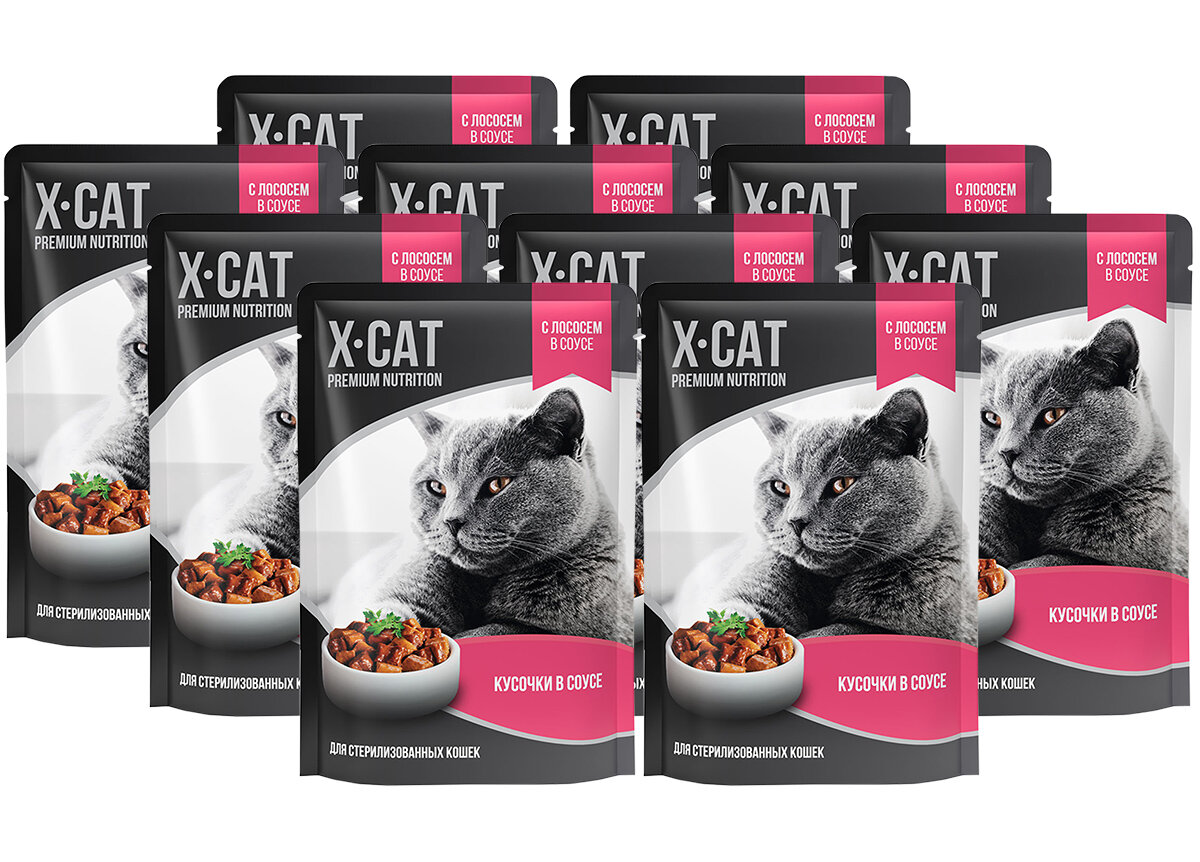 Корм влажный X-CAT для взрослых кошек, паштет с курицей, 100 г х 15 шт