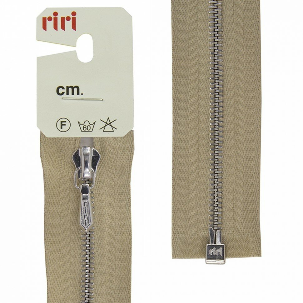 Riri #3000012/90/2230 Молния металлическая, разъемная, 4 мм, 90 см, светло-бежевый