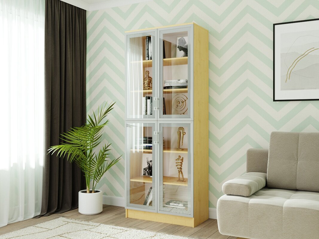 Книжный шкаф МебельЛэнд24 Альма - 8 Клен 70x50x220 желтый