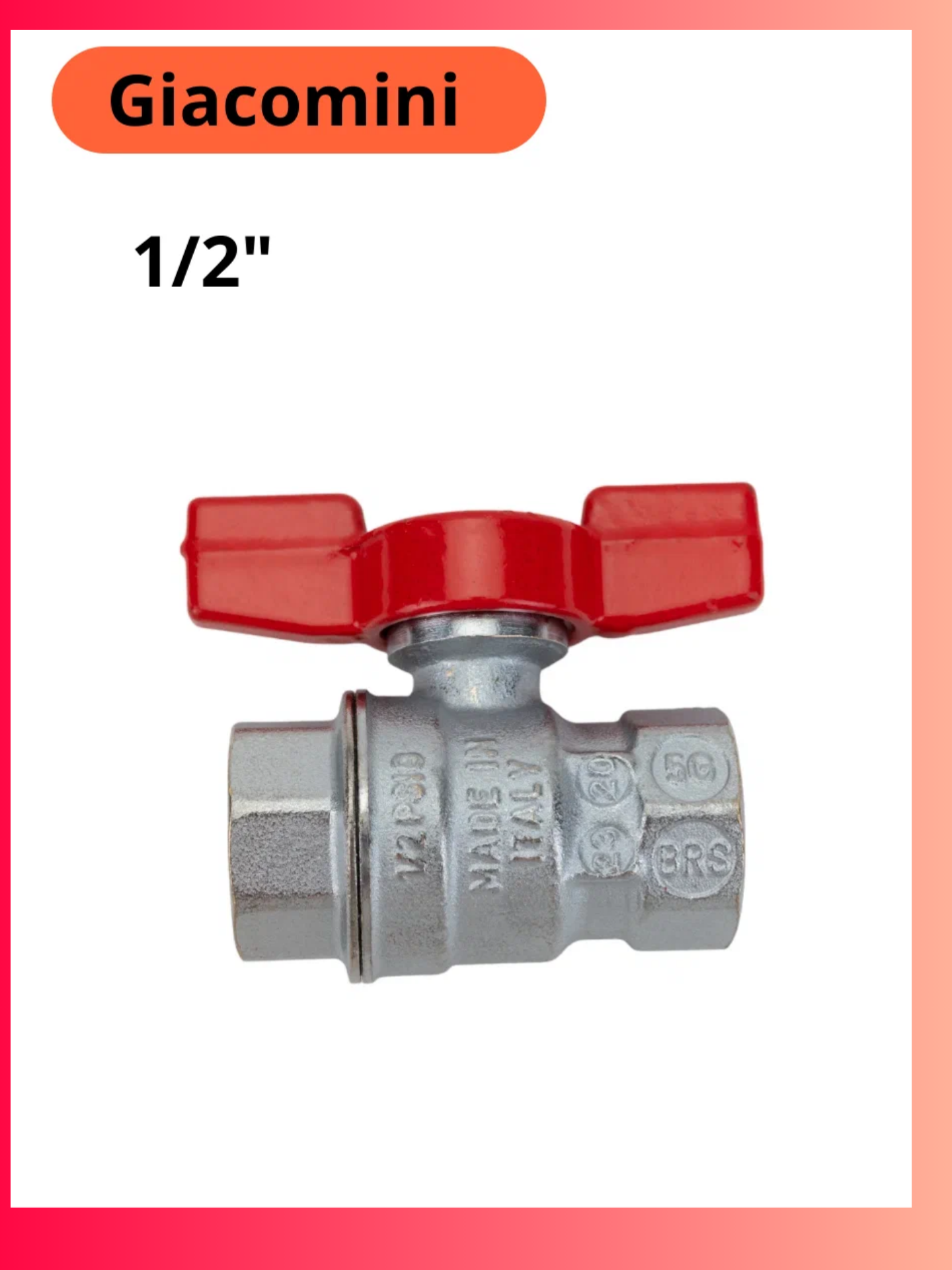 Кран шаровый 1/2 вн/вн GIACOMINI баб. для систем отопления, водоснабжения, охлаждения