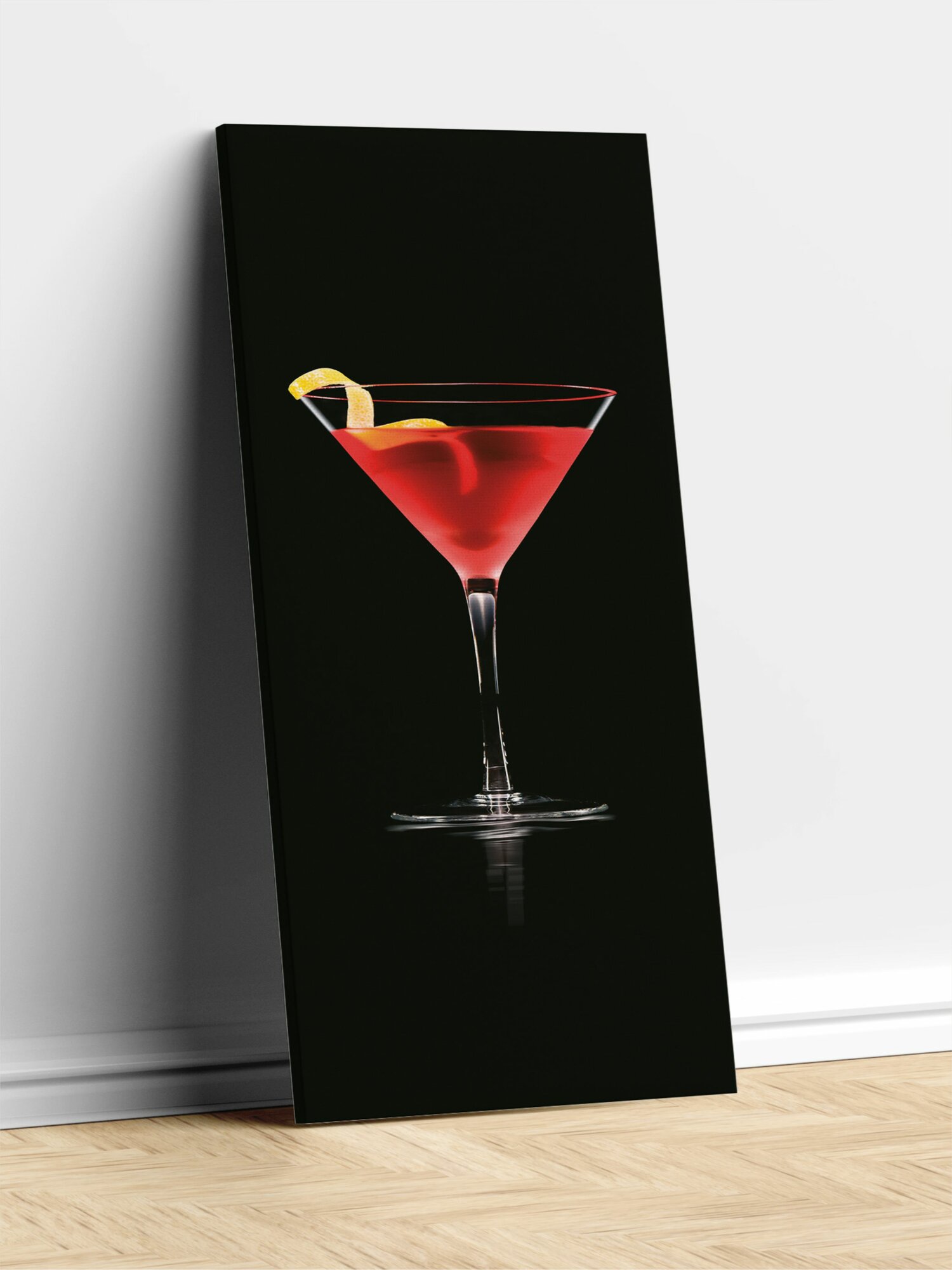 Картина для интерьера Art IrbisPrint натюрморт Коктейль искрящийся на черном фоне 40х80 см натуральный холст на подрамнике 20 мм из натуральной сосны