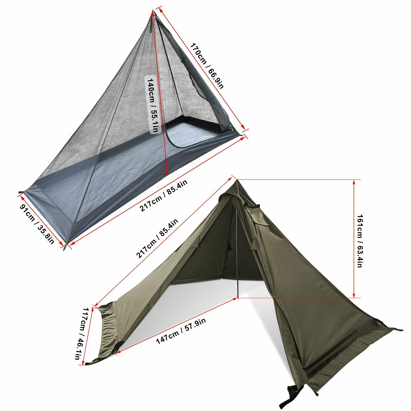 Двухслойная палатка-вигвам с печным выходом (для походов)